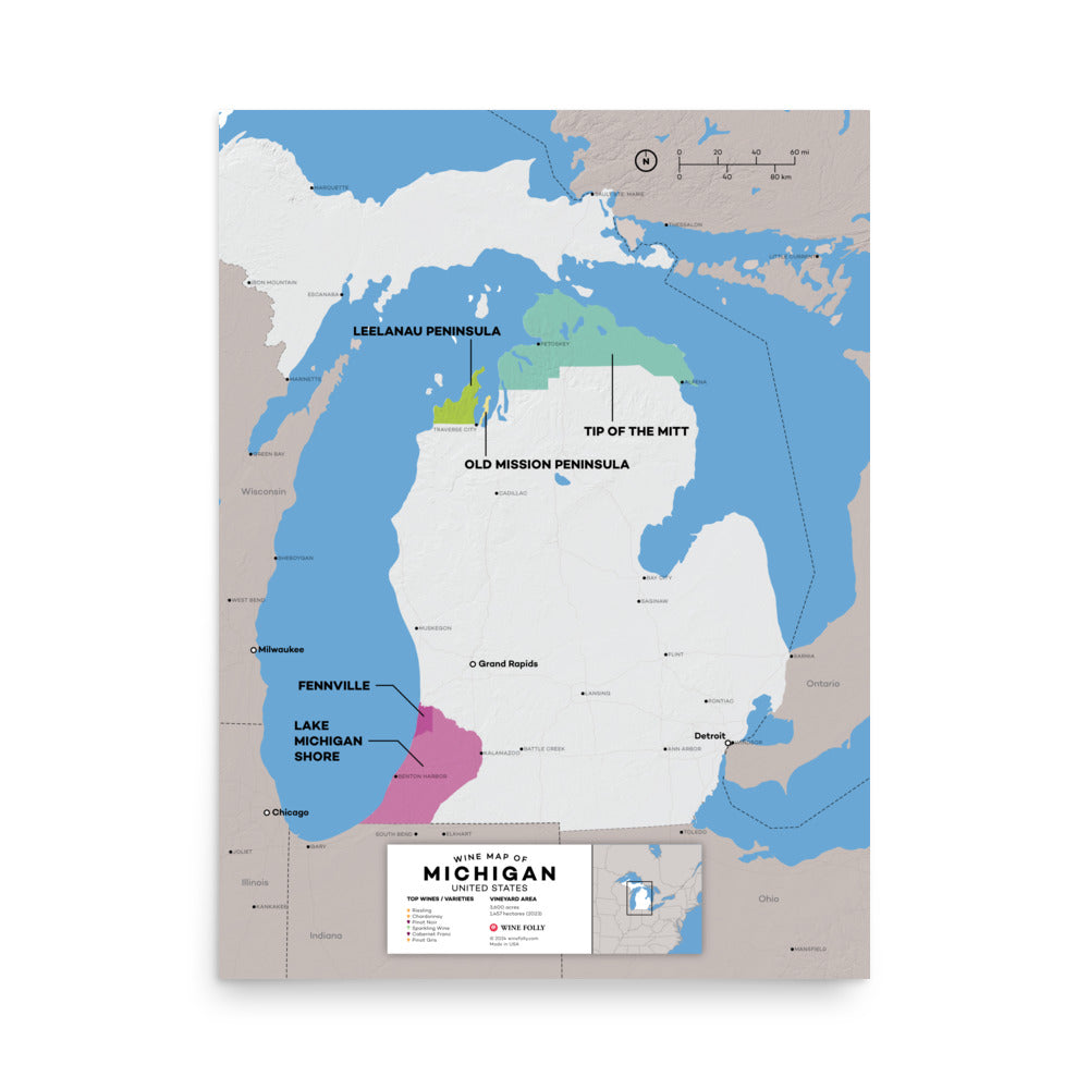 USA Michigan Wine Map - 2nd Edition – Wine Folly